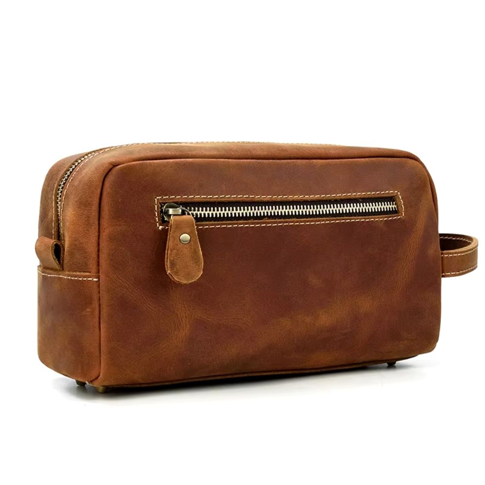 Trousse de toilette Homme en Cuir Marron - Ma Trousse Parfaite